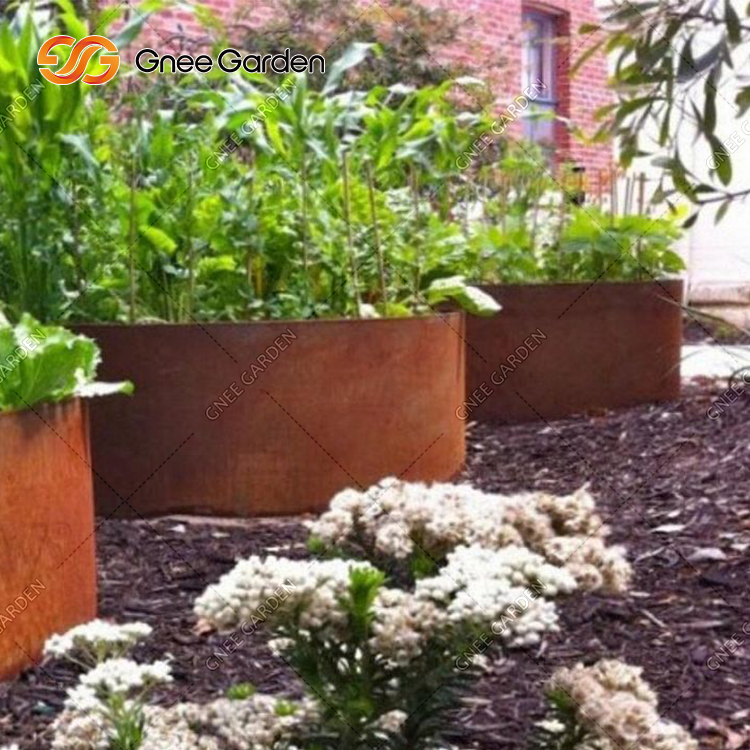 Custom Weathered Steel Planters- Gnee Garden