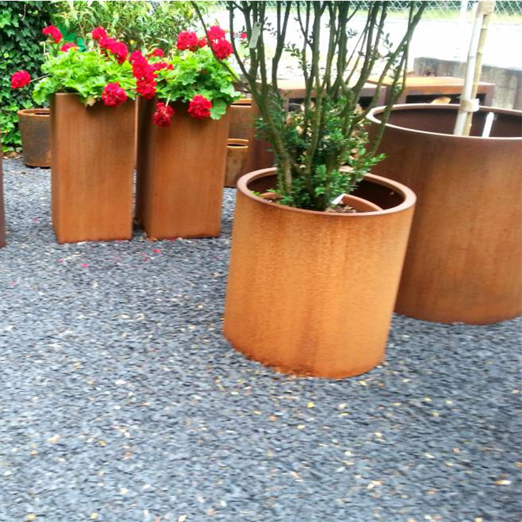 Outdoor Park Street Corten Steel Plant Pots- Gnee Garden
